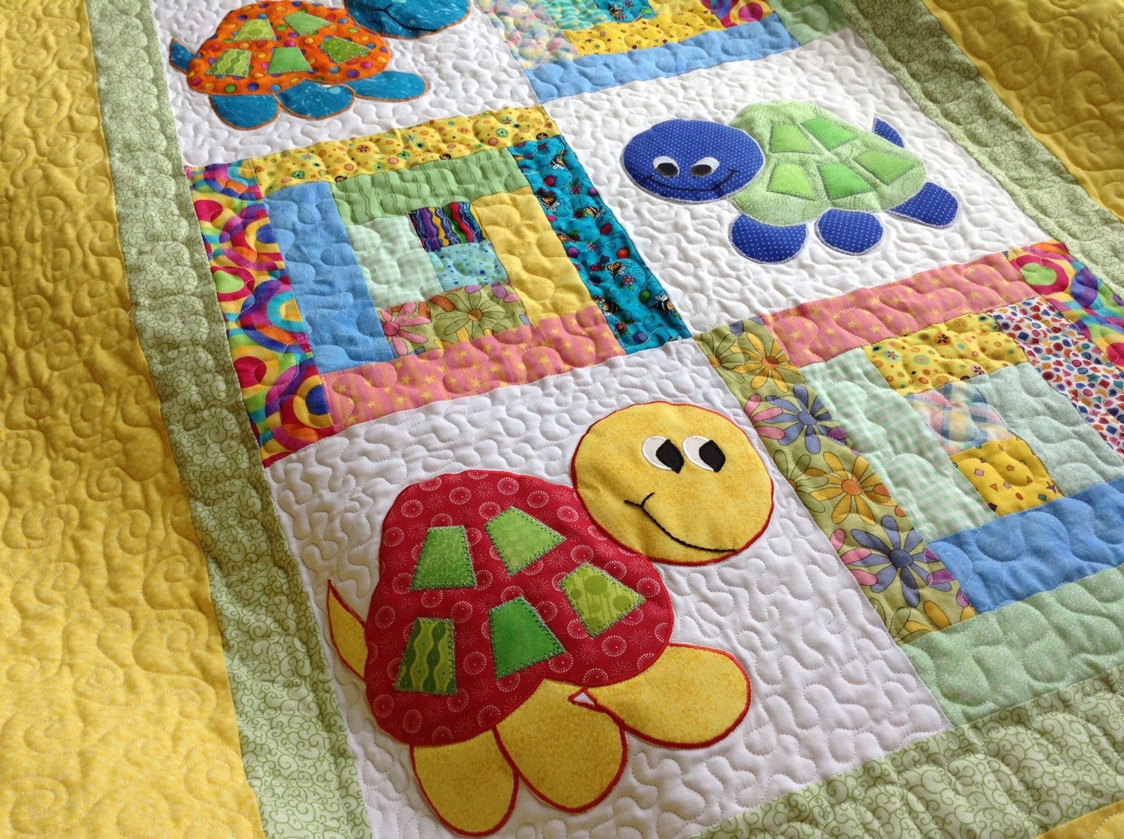 Turtle baby quilt | Etsy