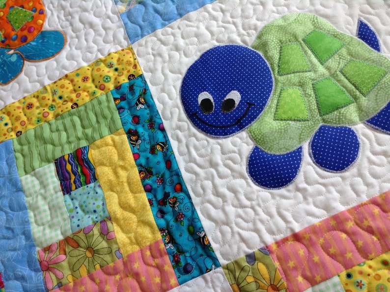 Turtle baby quilt | Etsy