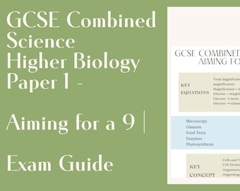 GCSE Combined Science Biology Paper 2 | Exam Guide - Etsy