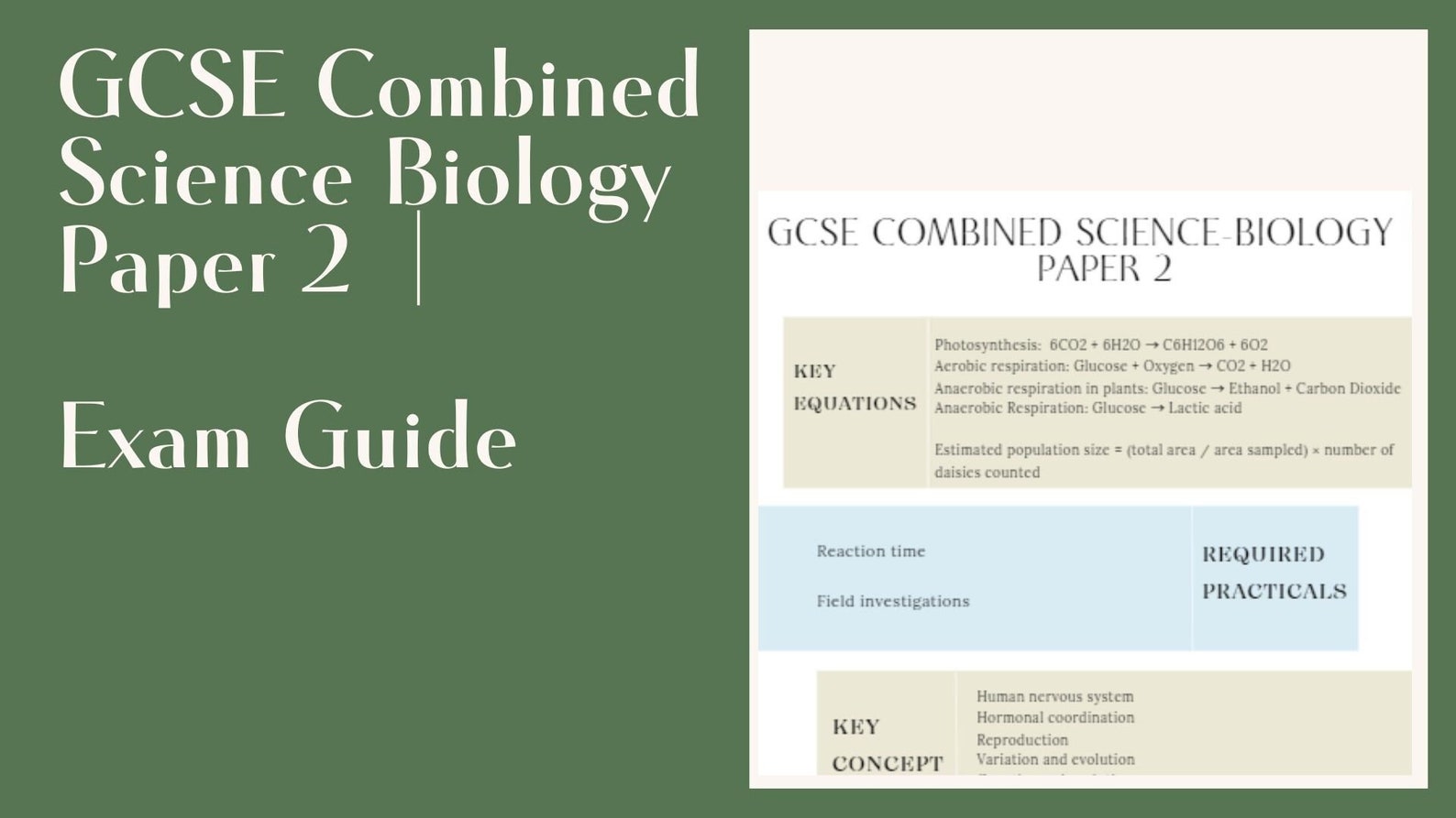 GCSE Combined Science Biology Paper 2 | Exam Guide - Etsy