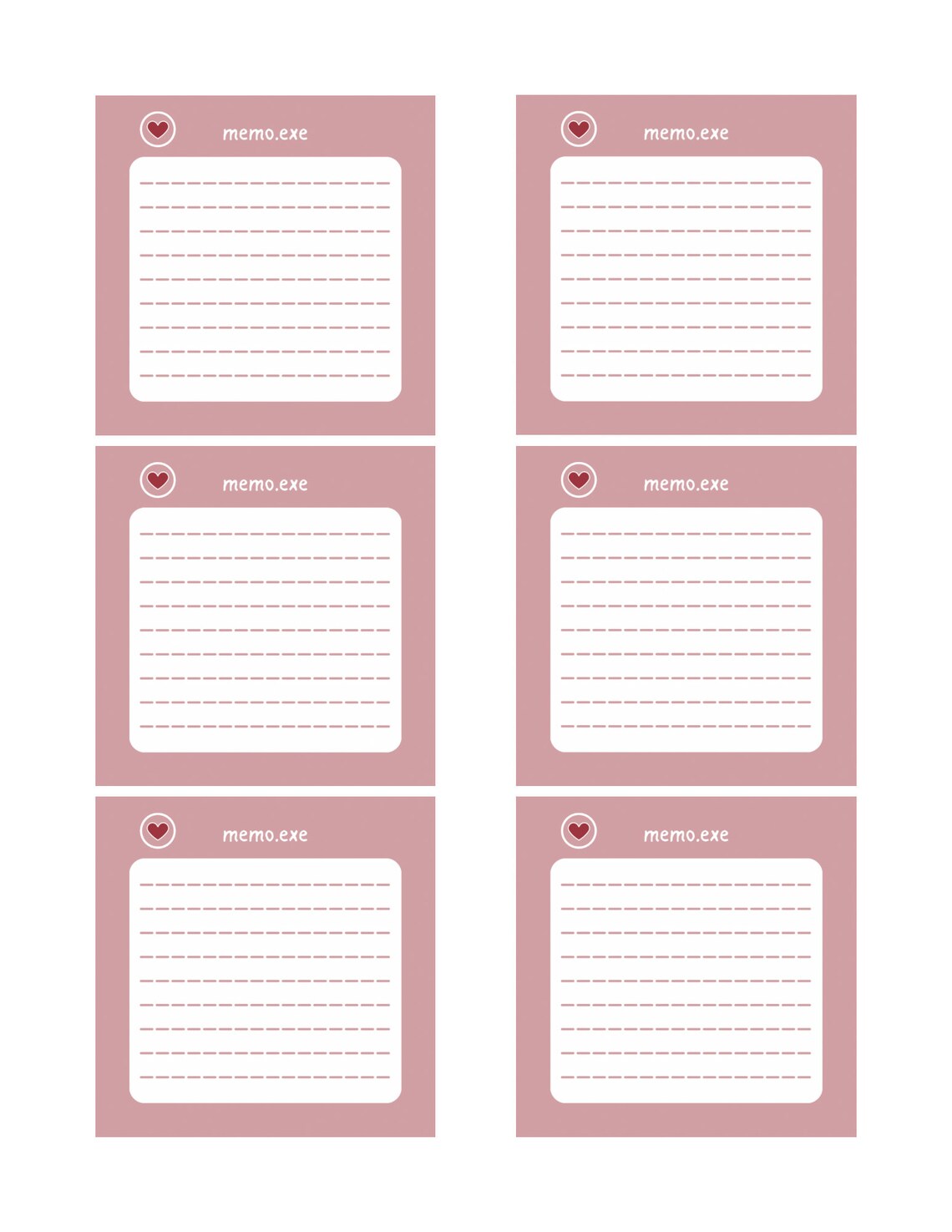 PINK RETRO Printable Notepad Memopad | Digital Notepad Printable - Etsy