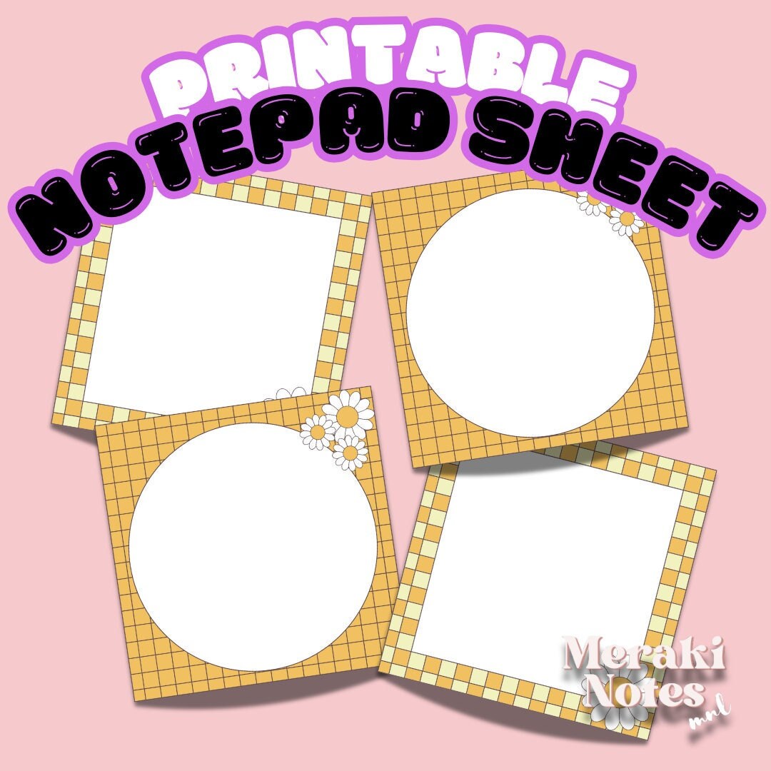 DAISY RETRO Printable Memopad Notepad Digital Notepad Printable - Etsy
