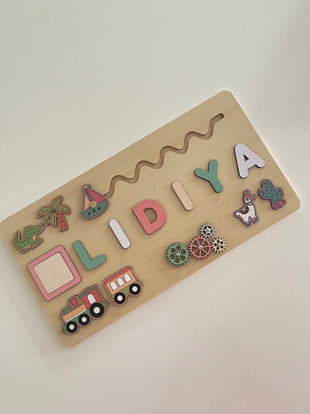 Personalized Baby Wooden Puzzle 3D Game Board Developmental Toy Shape ...