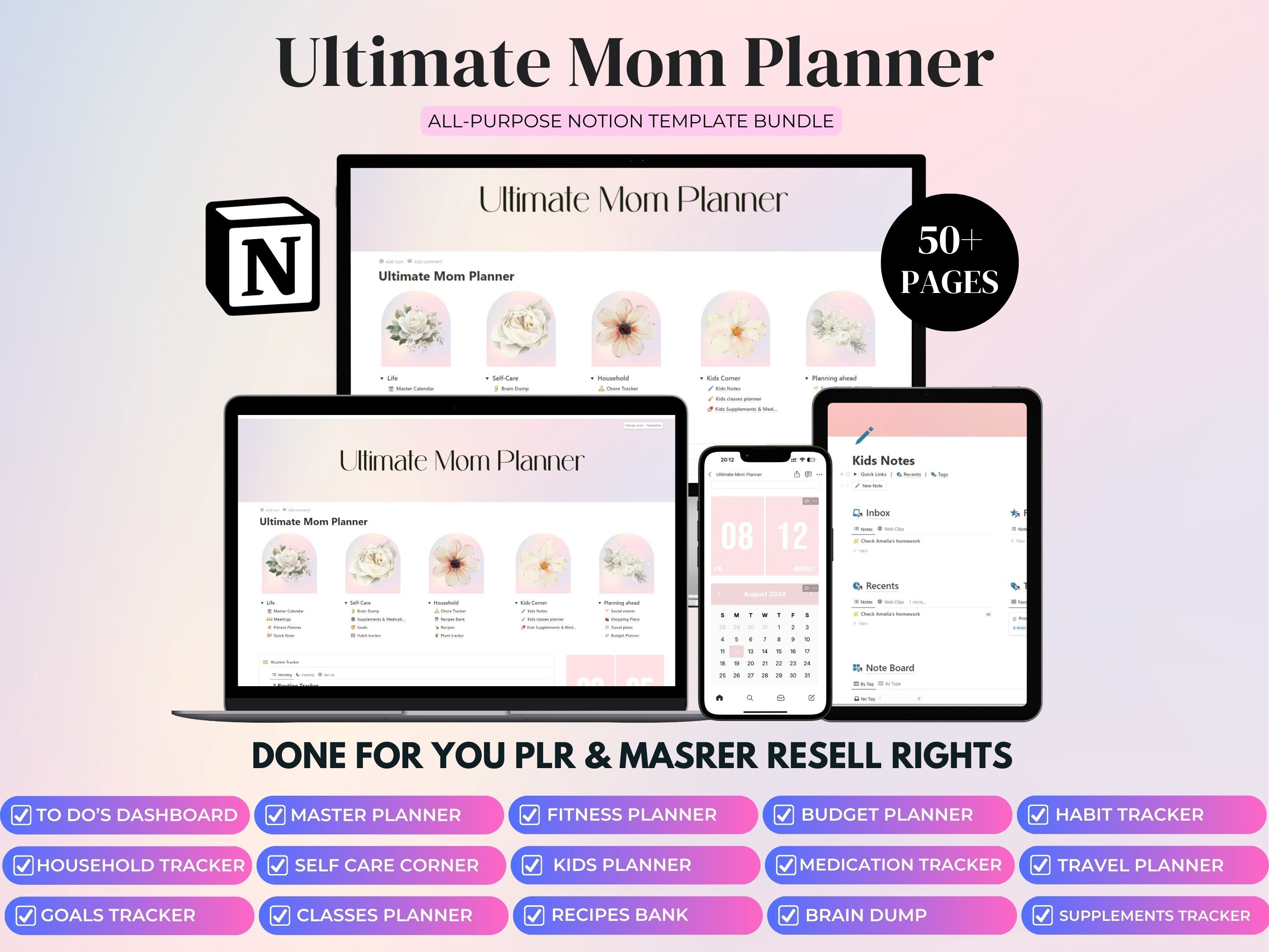 Notion Template, Ultimate Mom Digital Planner, Master Resell Rights PLR ...