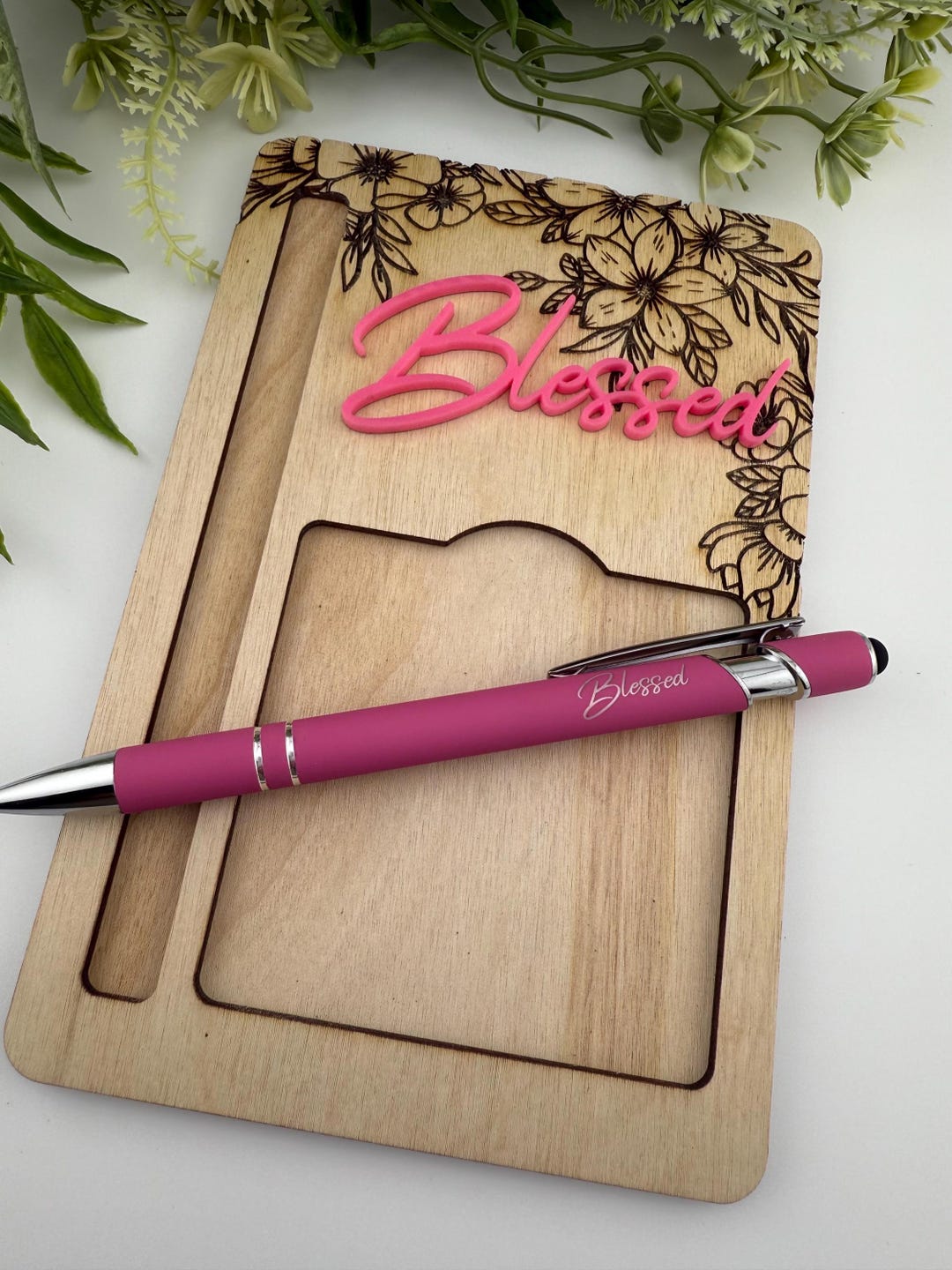 Custom Floral Sticky Note Holder With Pen Stylist. - Etsy