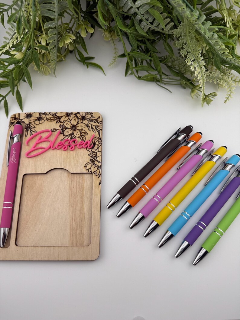 Custom Floral Sticky Note Holder With Pen Stylist. - Etsy