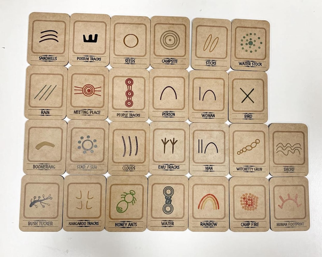 Aboriginal , Indigenous, Symbols Flash Cards - 26 Cards Pack - Etsy