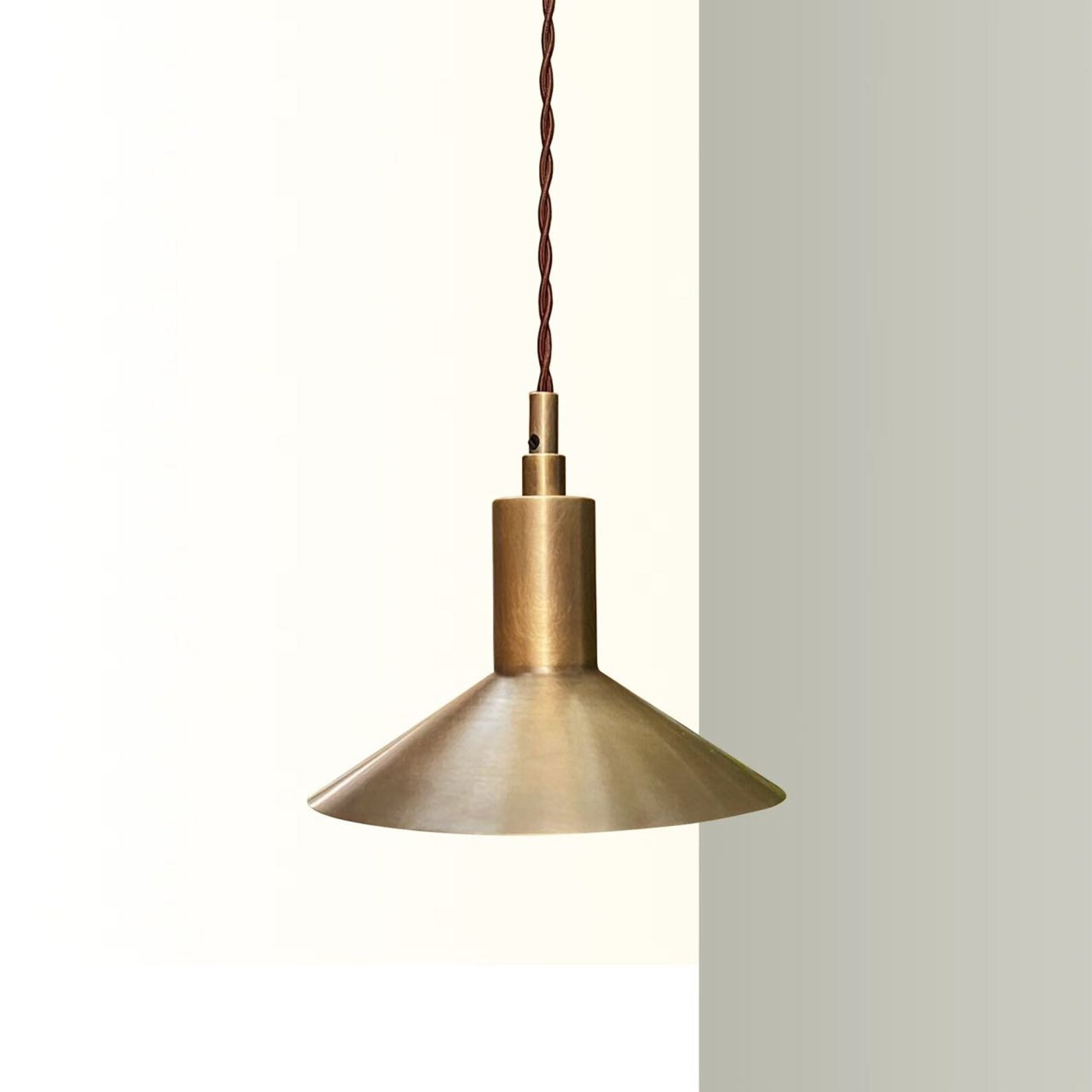 Fabric Twist Cord Pendantenglish Cord Pendantaged Brass Light - Etsy