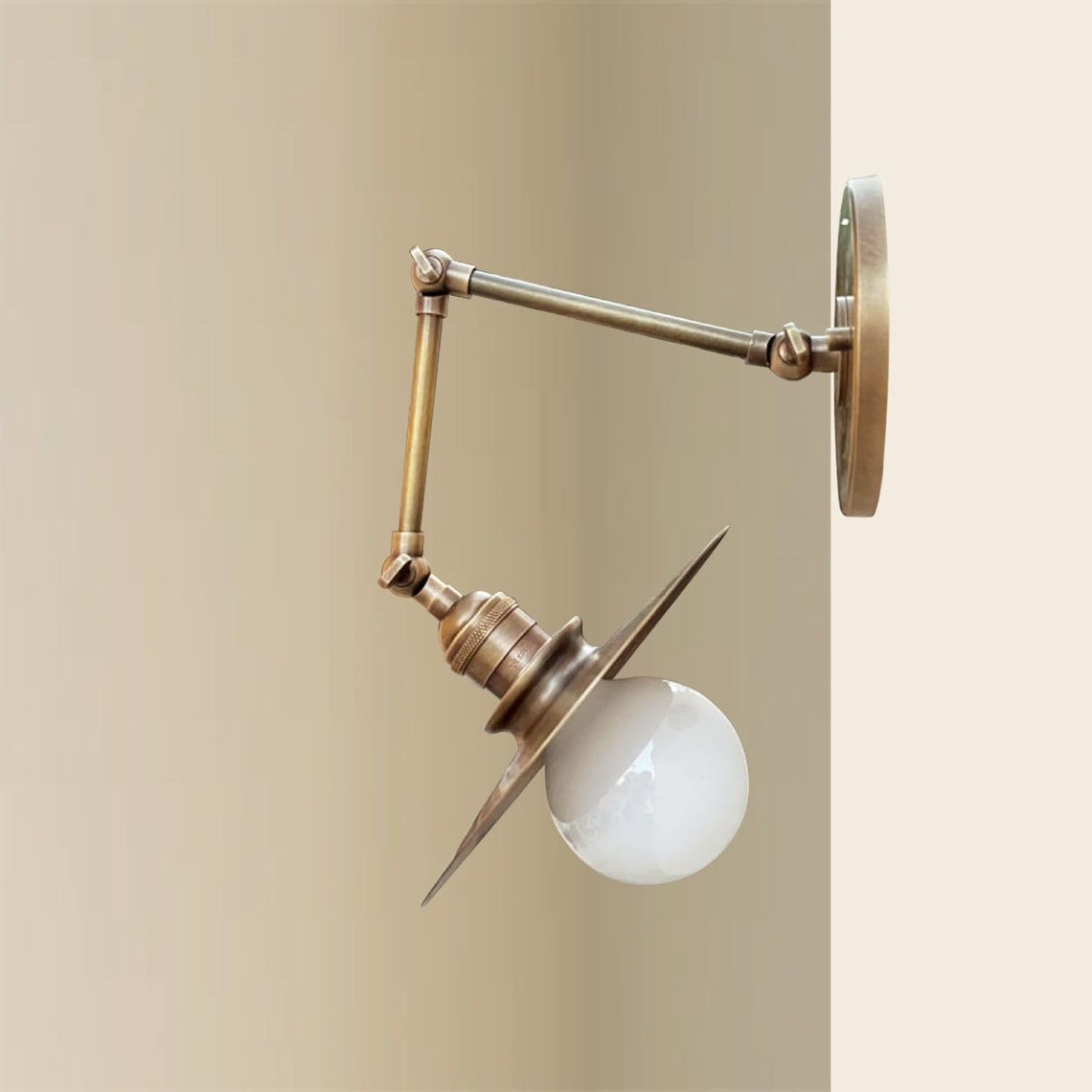 Articulating Wall Sconce --swivel Wall Light - Industrial Light --antique Brass Light - Etsy