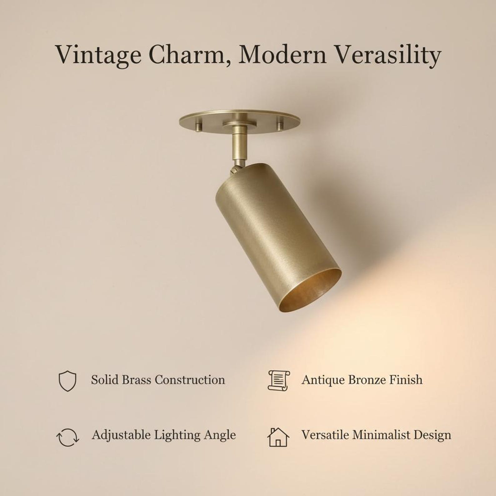Adjustable Angle Ceiling Spot Light--modern Antique Brass Light--solid ...