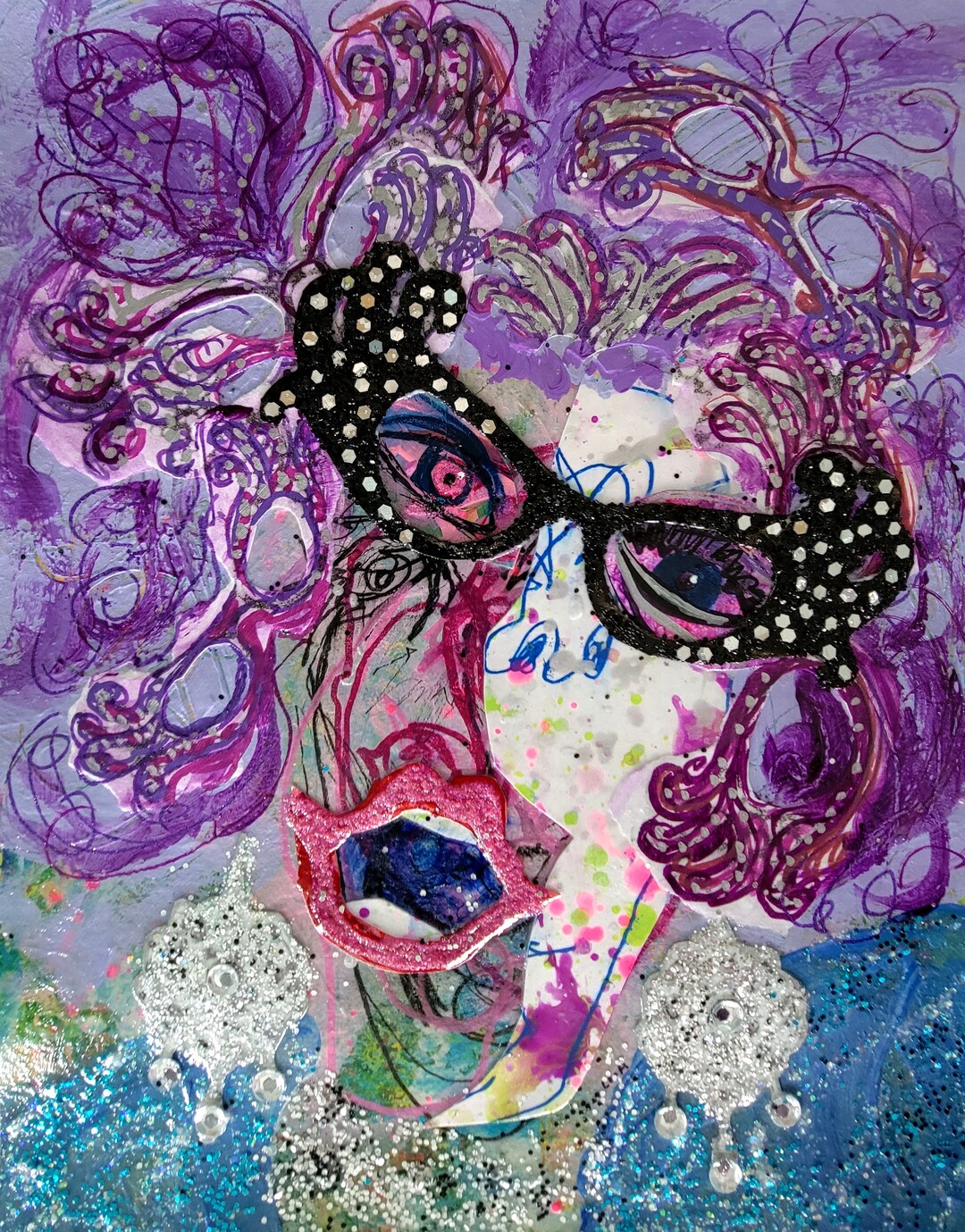 Dame Edna Celebrity Original Abstract Portrait 8x10 Mixed - Etsy