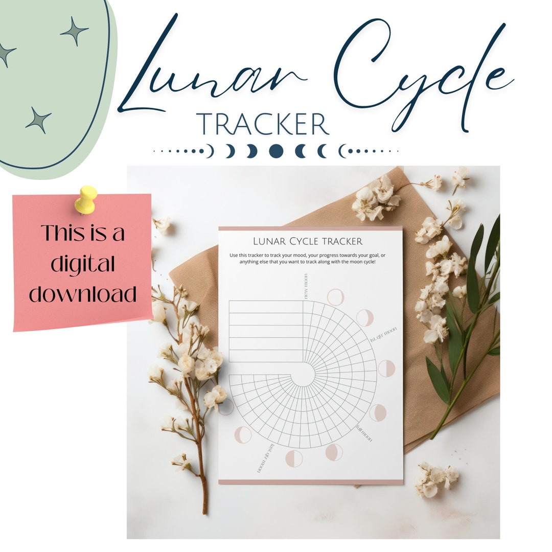 Lunar Cycle Tracker, Printable, Moon Cycle Habit Tracker Digital Download, Mood Tracker ...