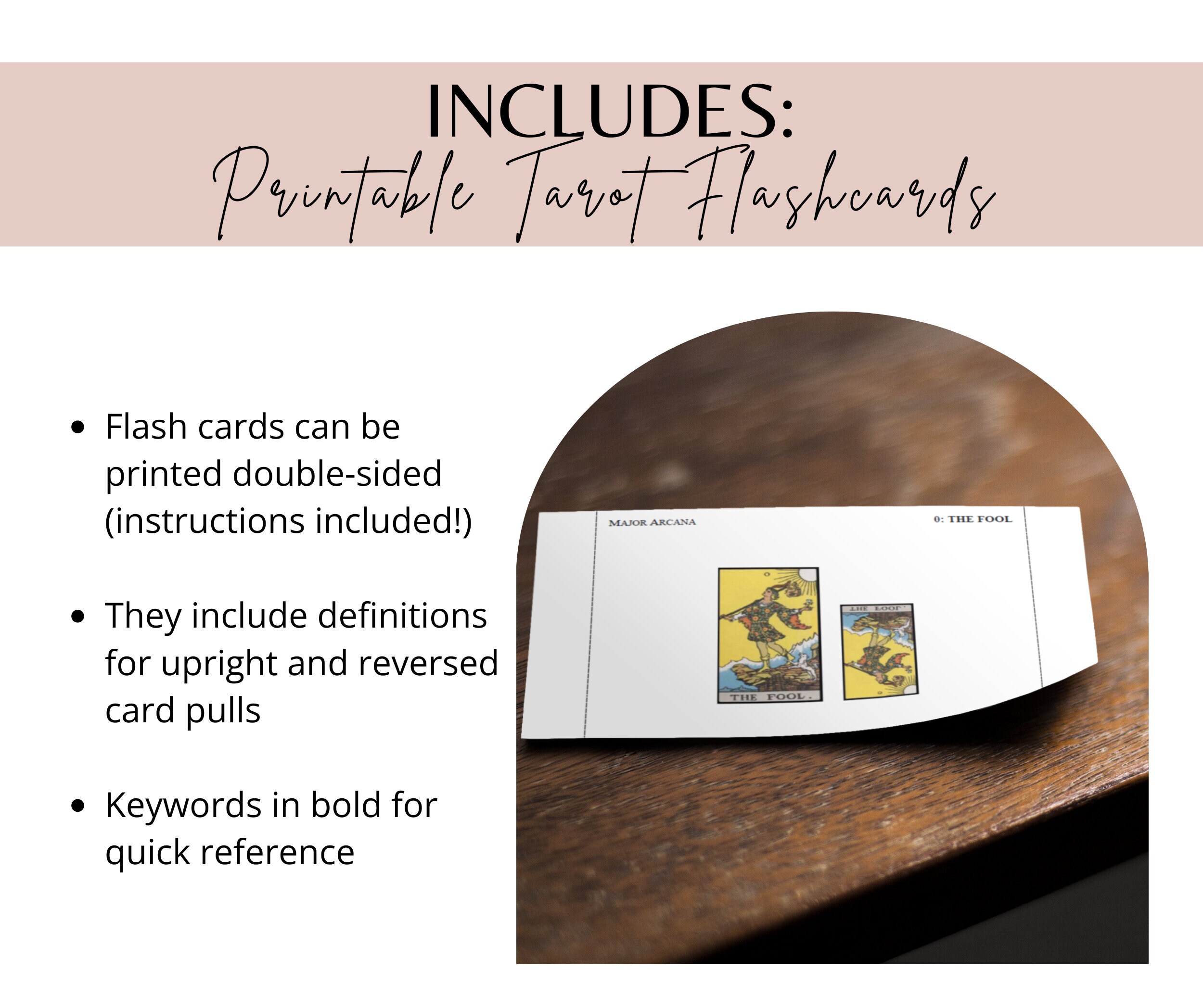 Printable Tarot Flashcards Digital Download Learn Tarot Resource ...