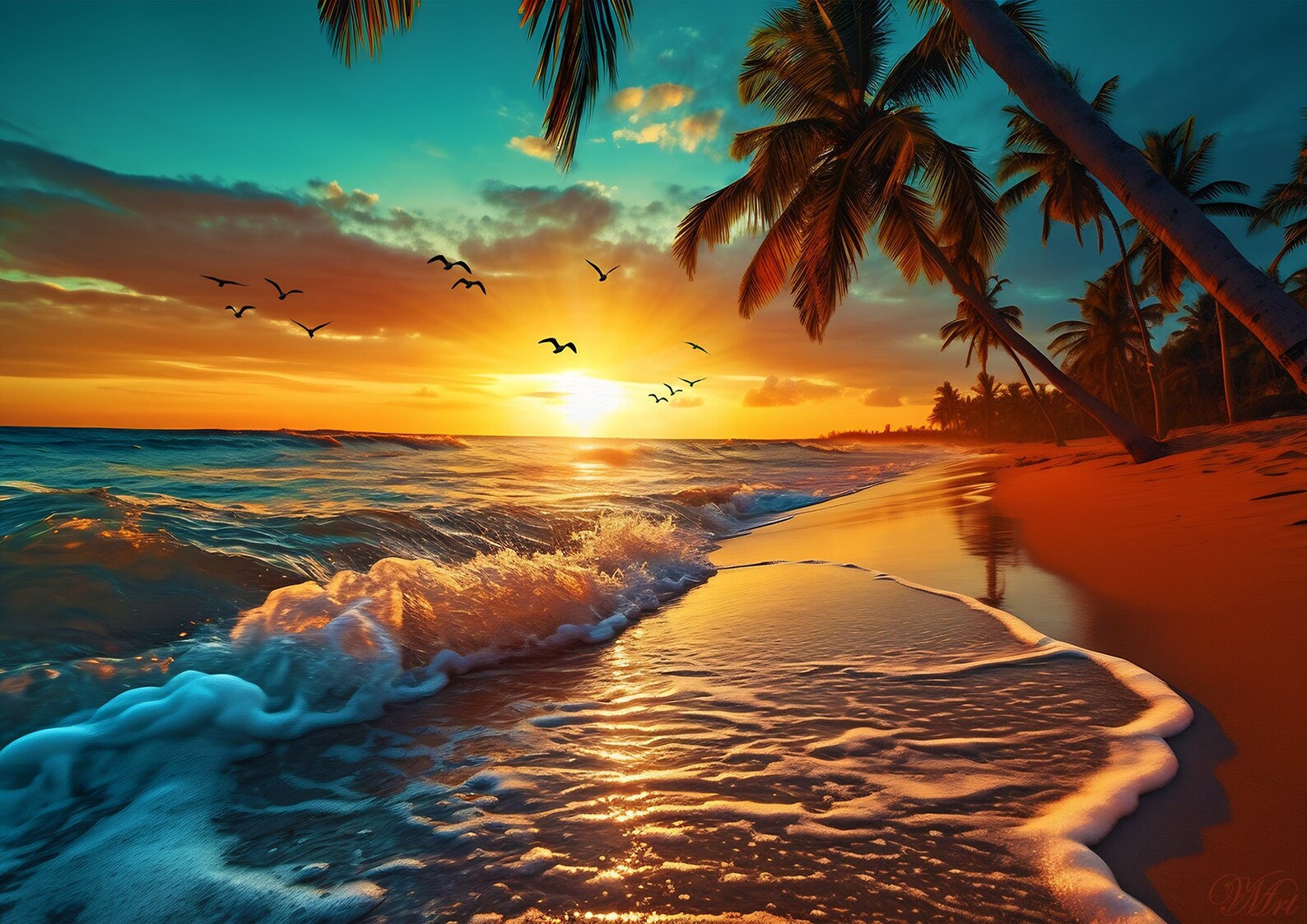 Sunset on the Beach High Resolution Digital Download, Instant ...