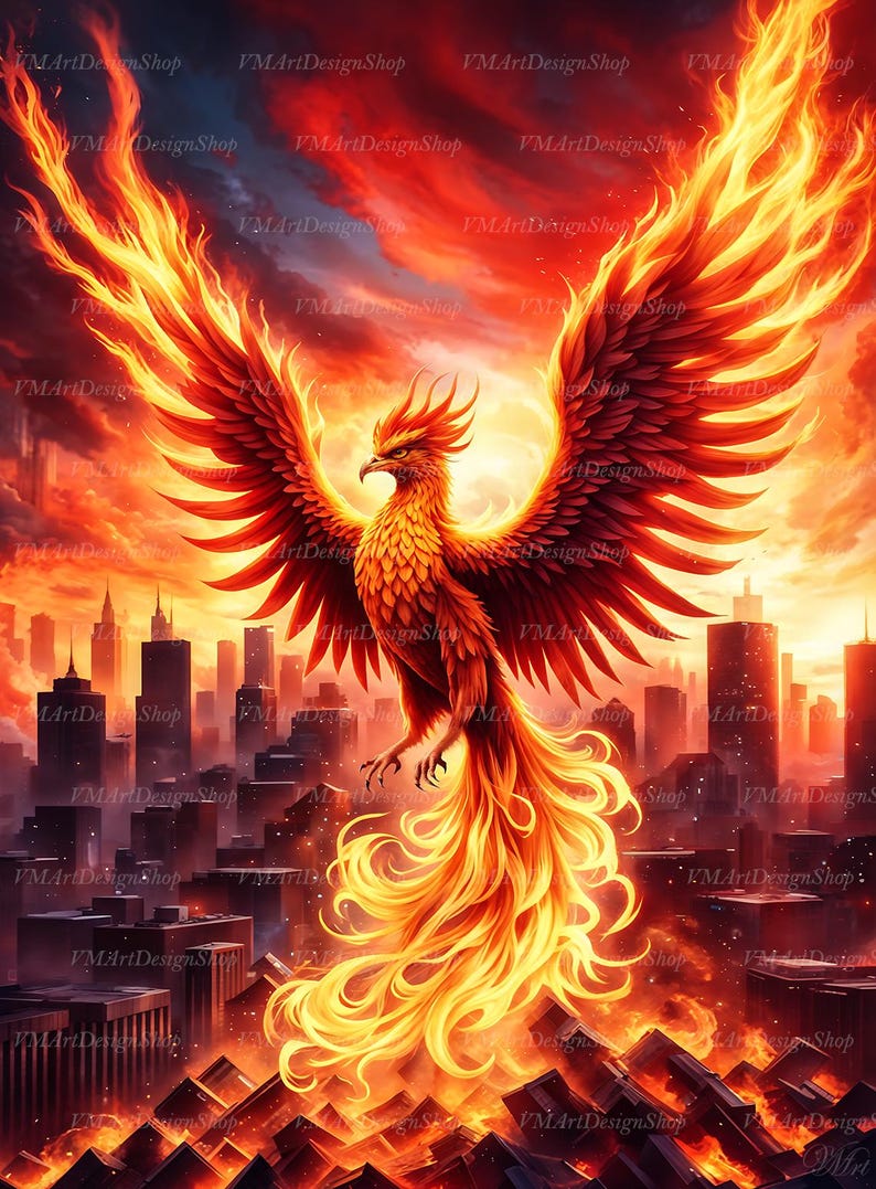 Phoenix Rising From Ashes Download, Printable Art, Instant Downloadable ...
