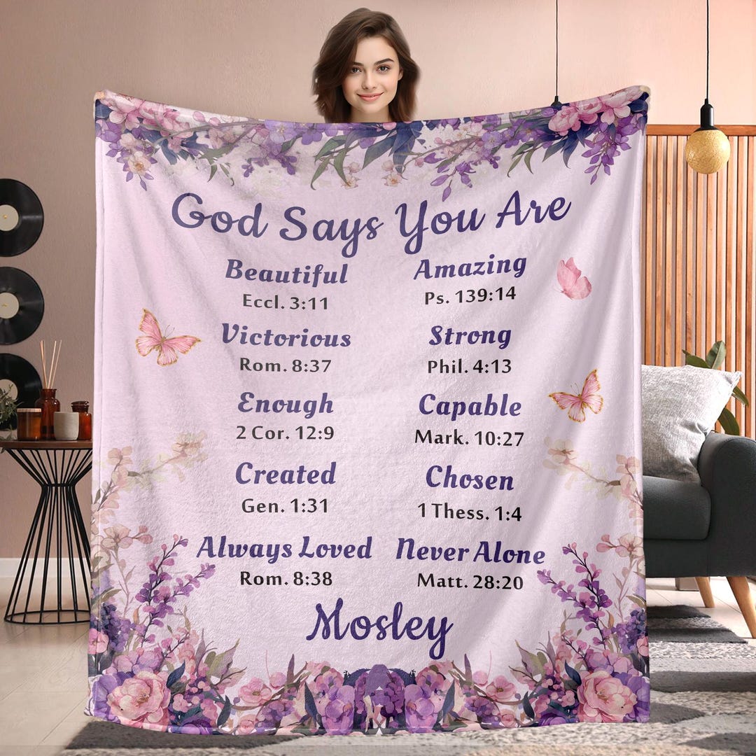 Custom Christian Blankets for Women Faith, God Say You Are, Easter ...