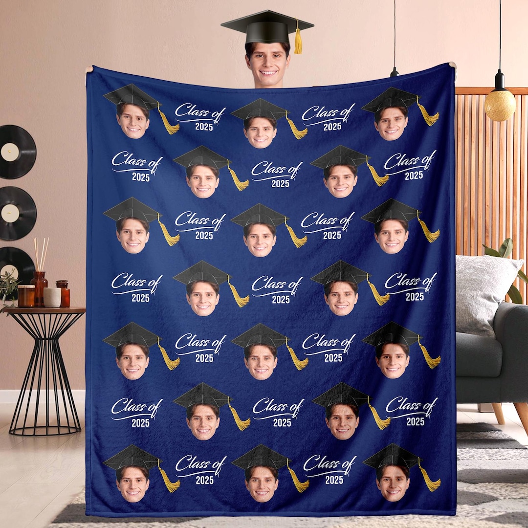 Custom Face Photo Blanket, Personalized Graduation Blanket, High School ...