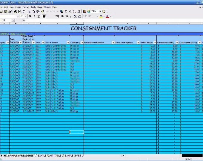 CONSIGNMENT TRACKER Excel - Etsy