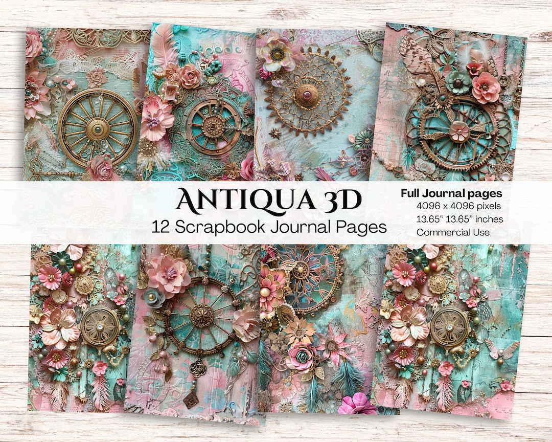 Shabby Chic Aqua Pink Digital Paper | Rustic | Vintage Craft Scrapbook ...