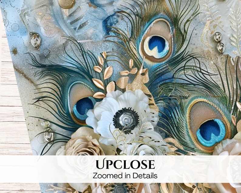 Shabby Chic Peacock Digital Paper | Vintage Blue Scrapbook Paper ...