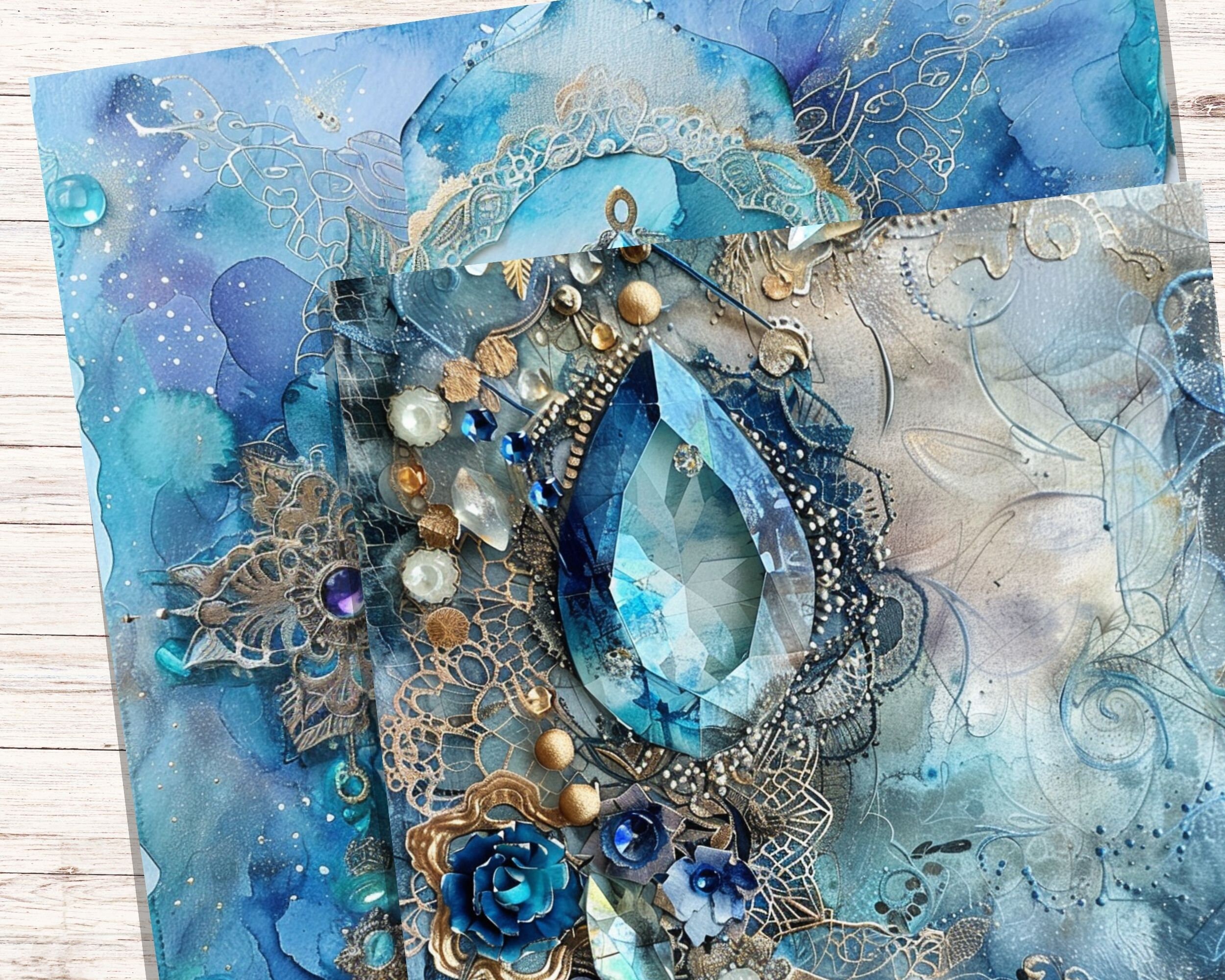 Gemstone Digital Junk Journal Paper | Diamond Printable Journal ...