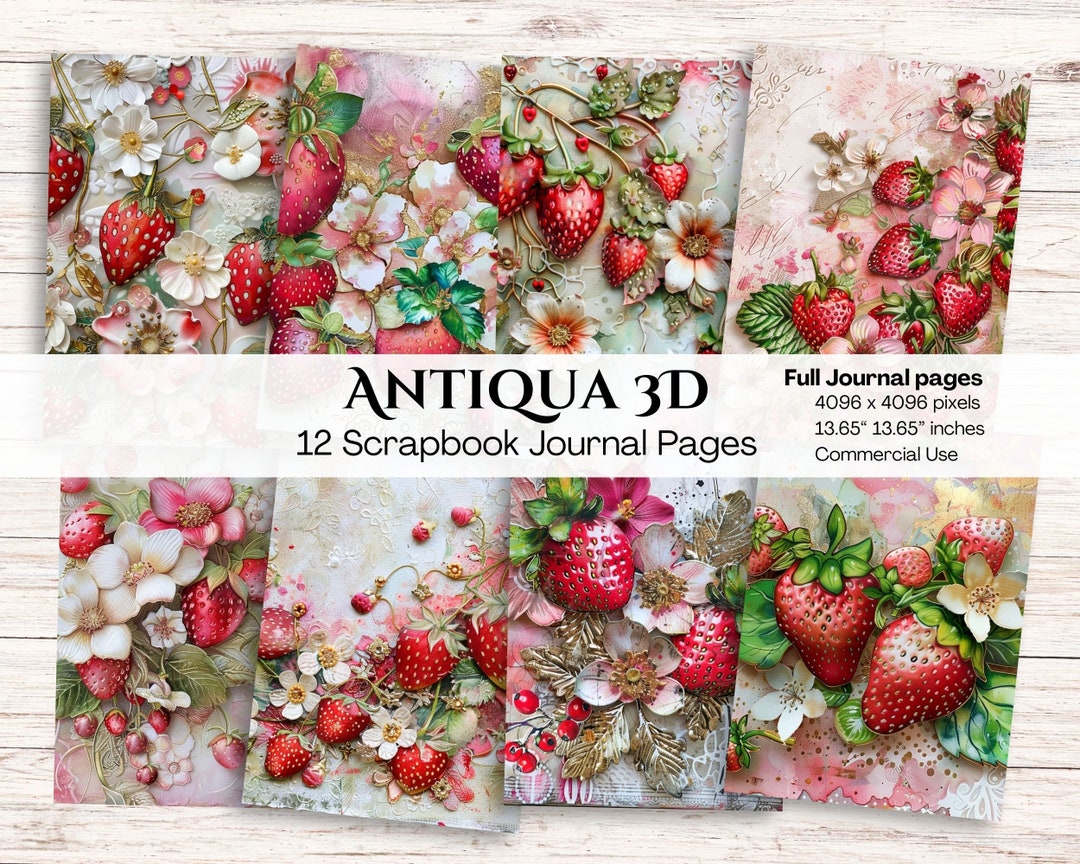 Strawberries Digital Paper | Fruit Paper | Abstract Painted | Printable ...