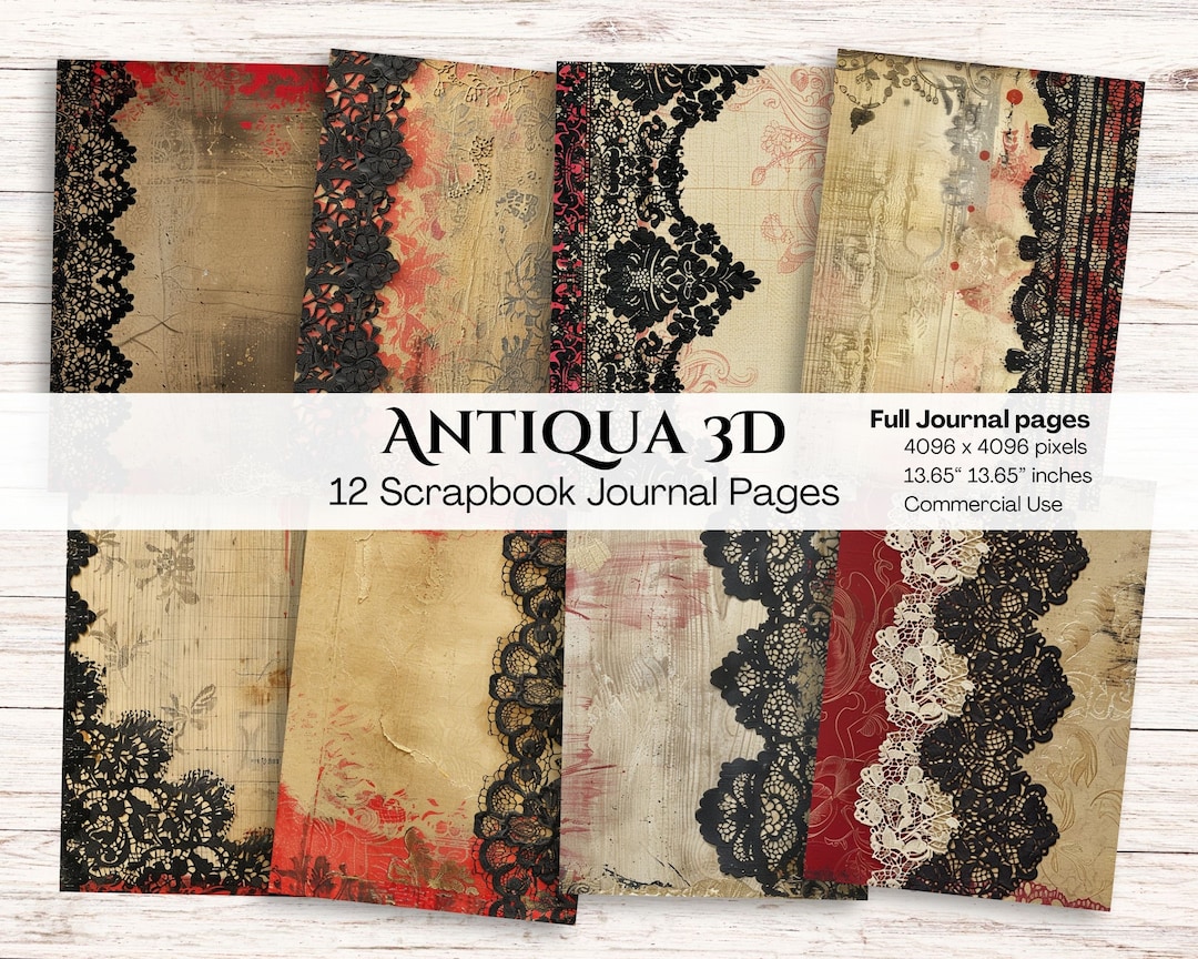 Red Digital Junk Journal Paper | Goth Emo | Lace Printable Journal ...