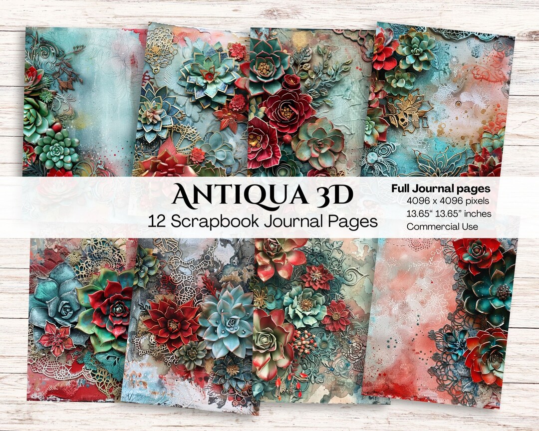 Antique Paper | Craft Paper | Textured Paper Pack | Red Aqua ...