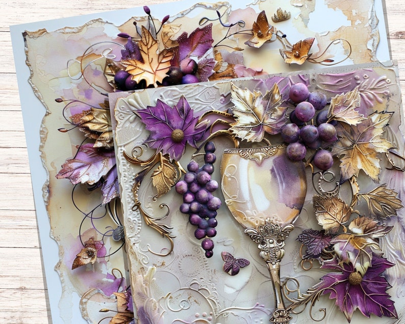 Wine Digital Junk Journal Paper | Grapes Printable Journal Background ...