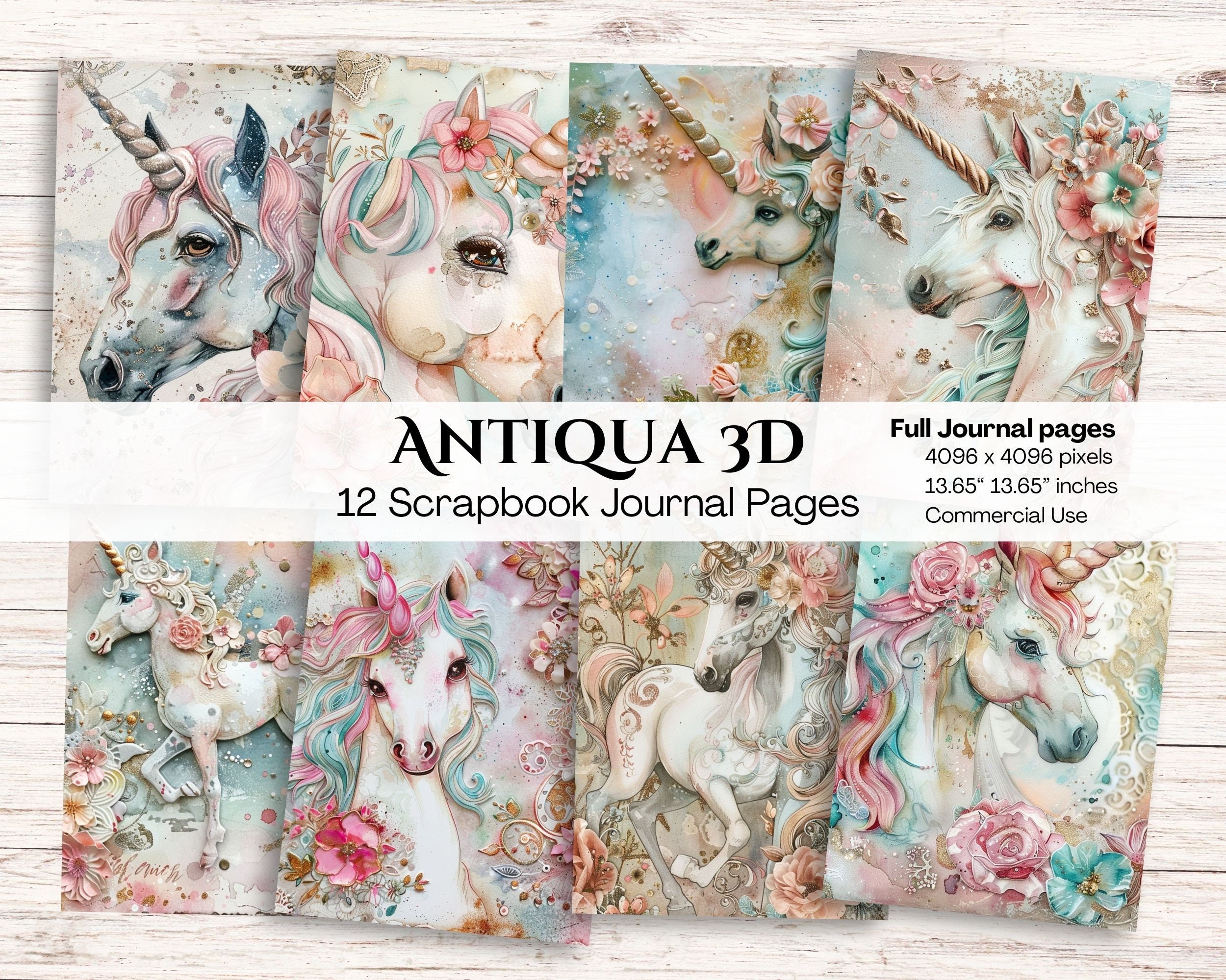 Unicorn Digital Paper Pink Aqua Paper Abstract Painted Printable ...