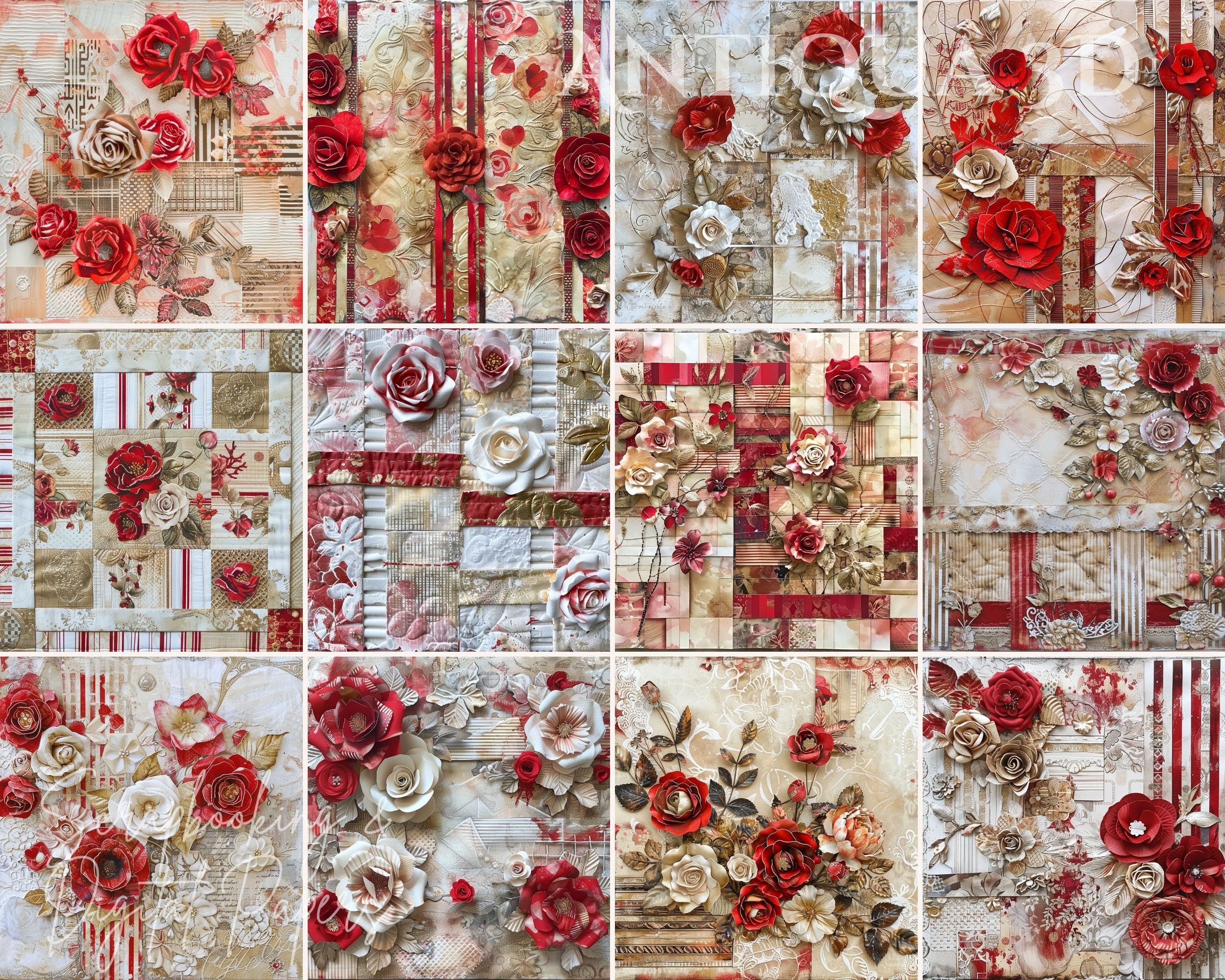 Antique Paper | Red Paper | Craft Paper | Textured Paper Pack ...