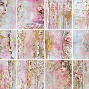 Pink Digital Paper | Commercial Use | Tattered Backgrounds | Printable ...