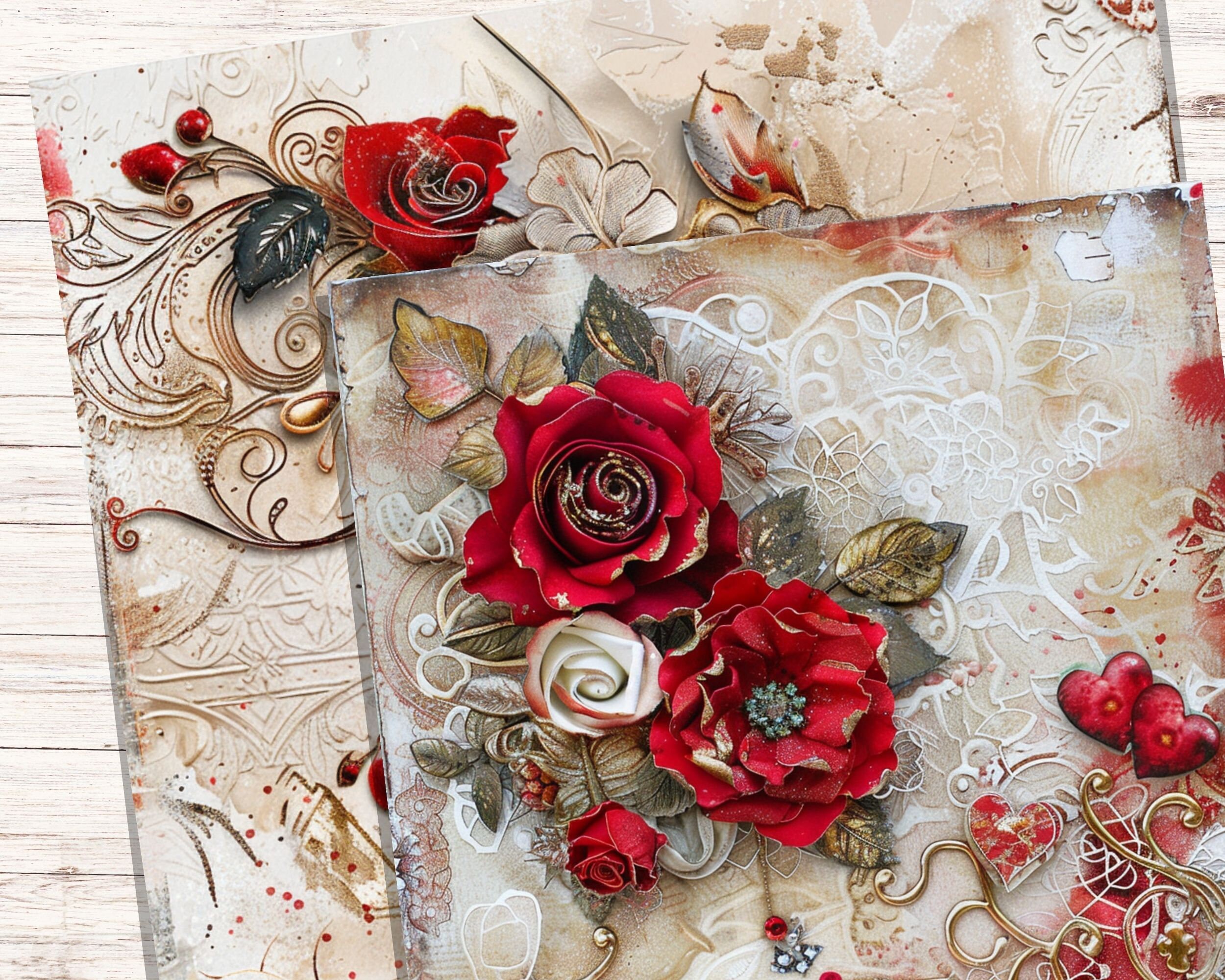 Red Roses Digital Paper | Commercial Use | Floral Backgrounds ...