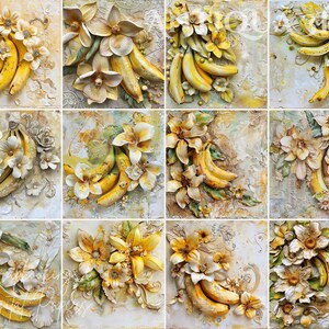 Bananas Digital Paper | Yellow Fruit Paper | Abstract Painted ...