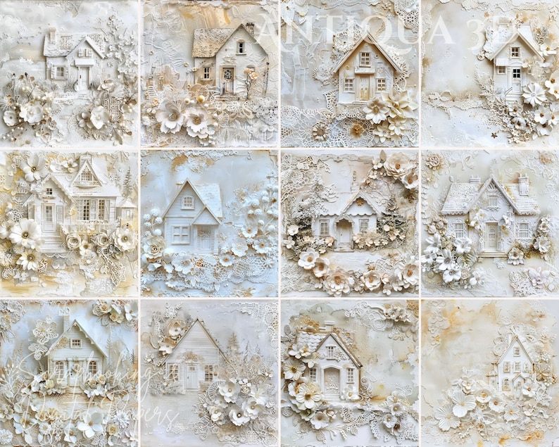 House Digital Junk Journal Paper | White Cottage | Home Printable ...