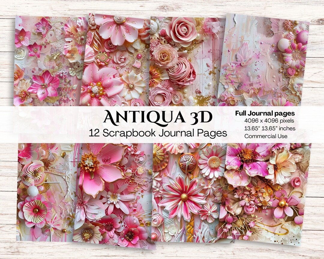 Shabby Chic Pink Digital Paper | Vintage Floral Scrapbook Paper ...