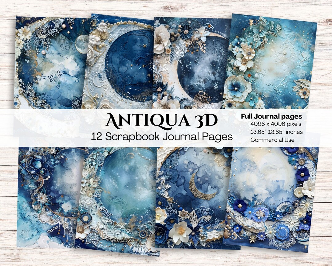 Moon Digital Junk Journal Paper | Galaxy Printable Journal Background ...