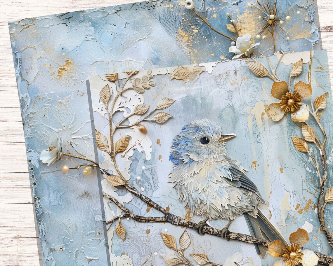 Antique Paper | Craft Paper | Bird Paper | Textured Paper Pack ...