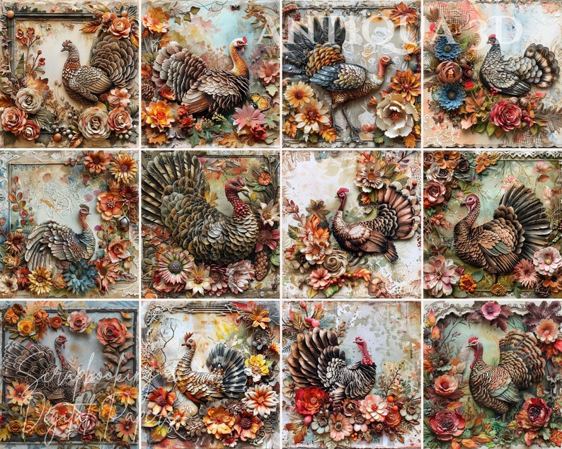 Turkey Digital Paper | Commercial Use | Thanksgiving Backgrounds ...