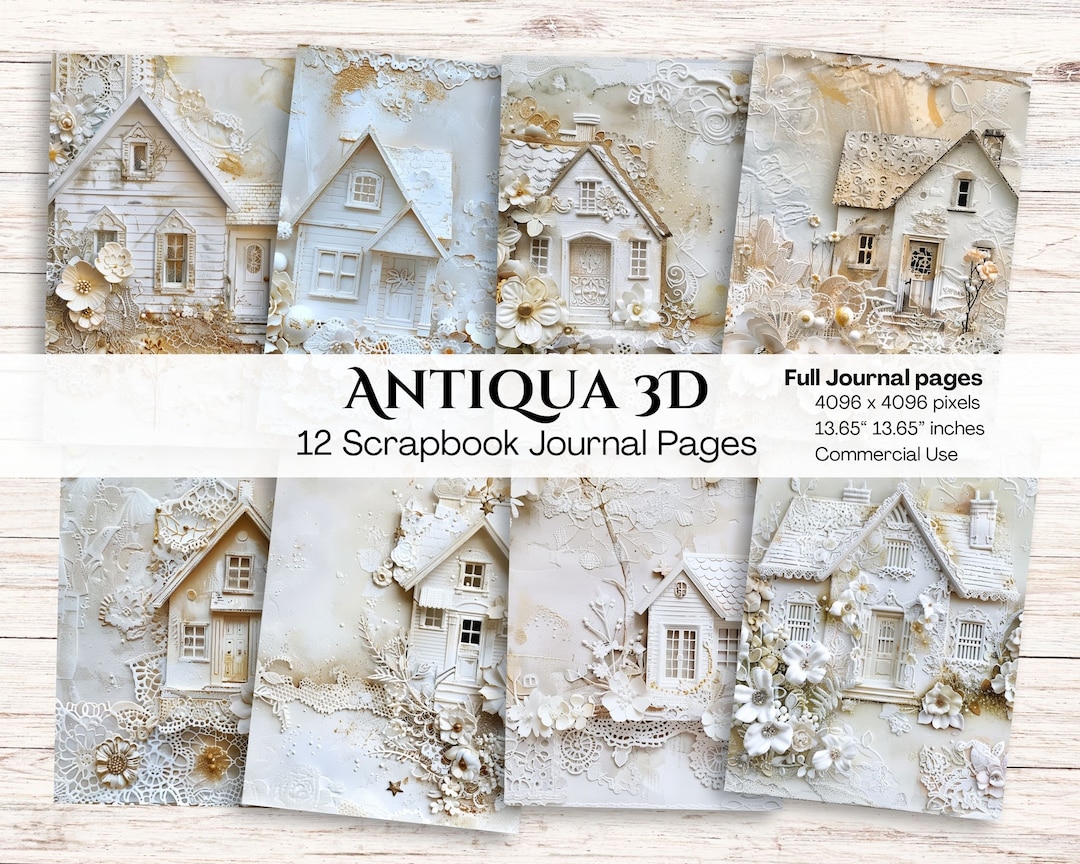 House Digital Junk Journal Paper | White Cottage | Home Printable ...