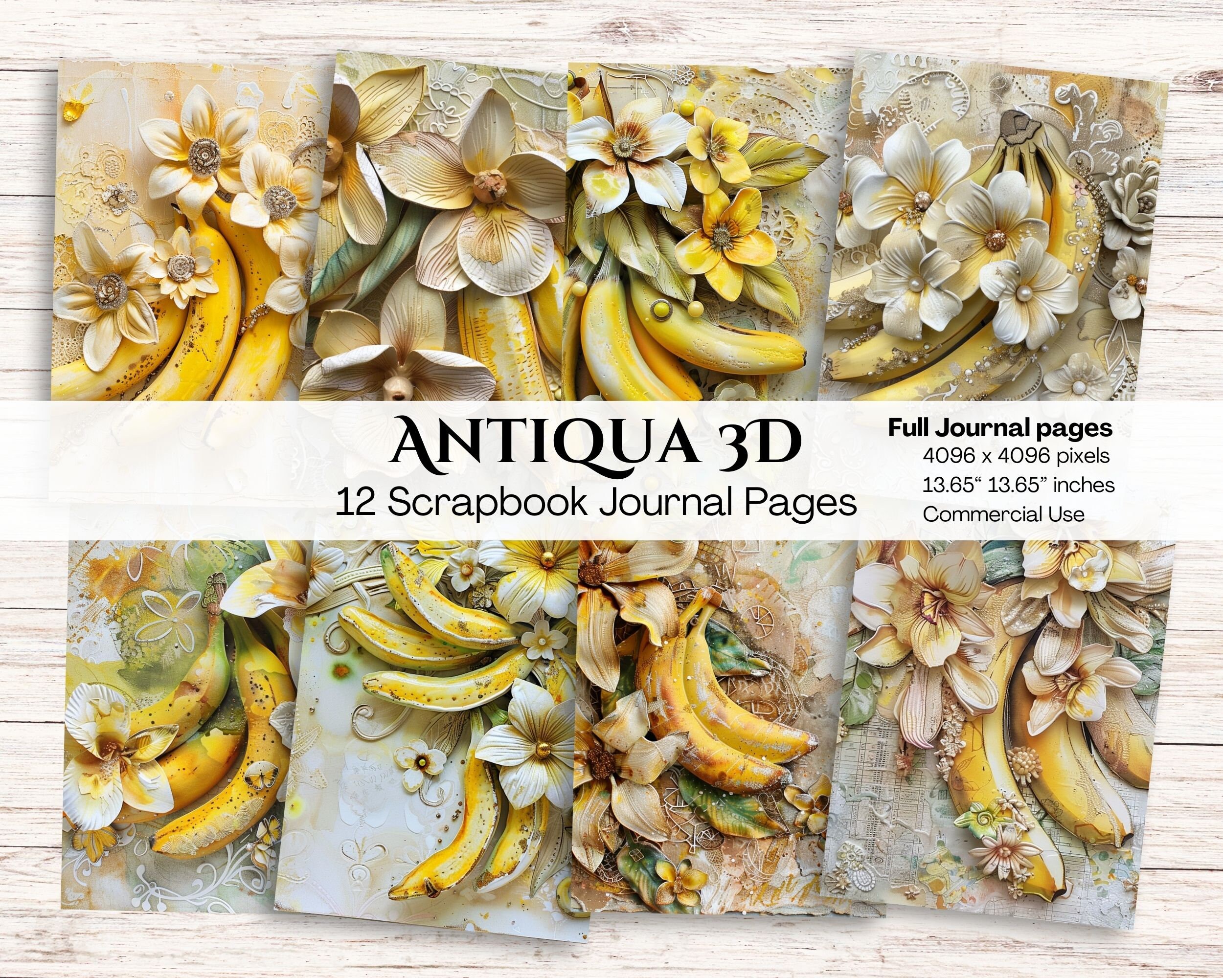 Bananas Digital Paper | Yellow Fruit Paper | Abstract Painted ...