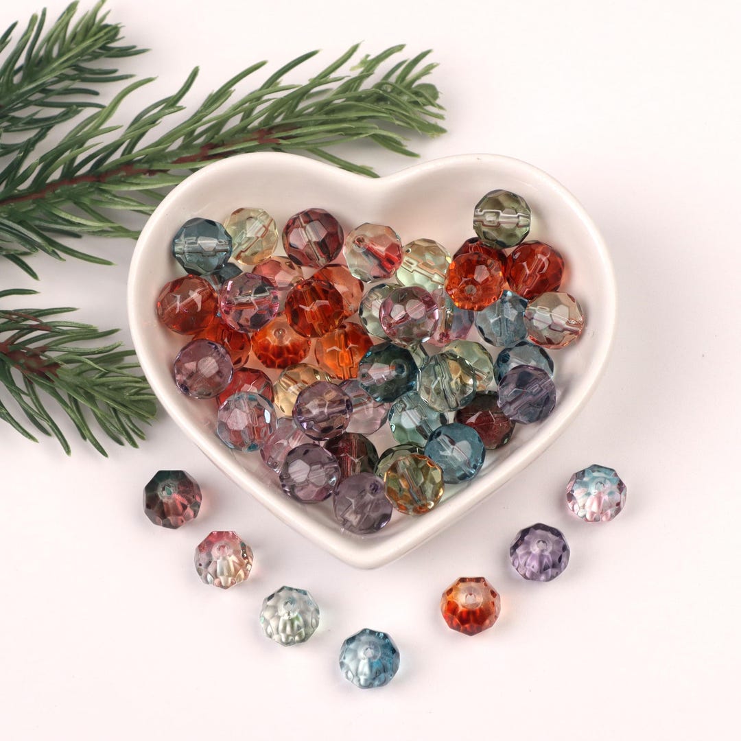 10PCS Colorful Clear Faceted Crystal Classic Beads 10mm,clear Gradient ...