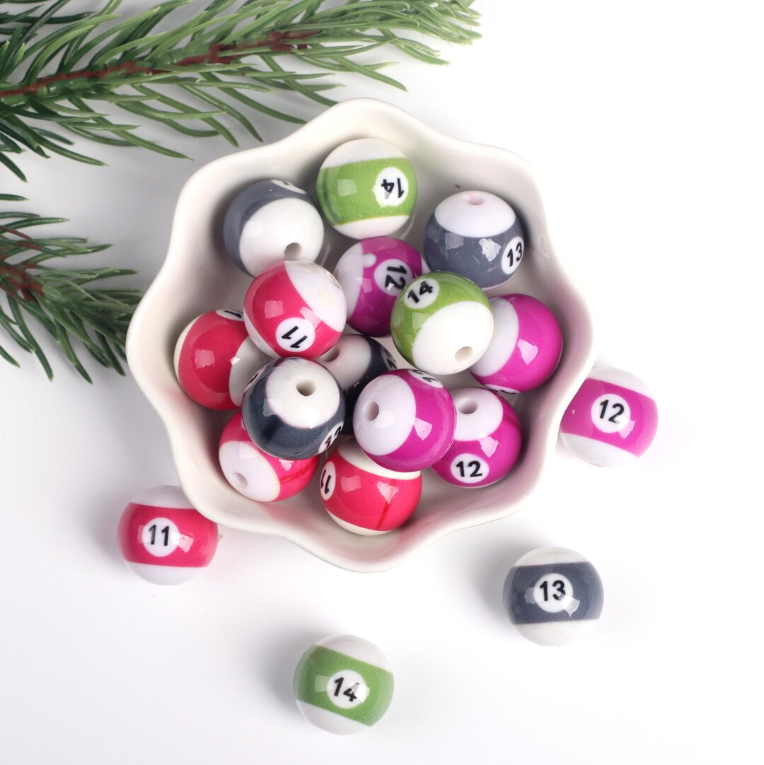 11 12 13 14 Pool Balls Bead,vintage Billiard Round Bead,colorful Mini ...