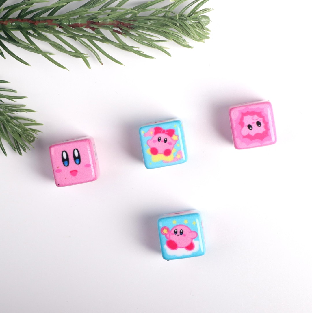 Cute Pink Ball Cartoon Characters Beads,kawaii Pink& Blue Printing Cube ...