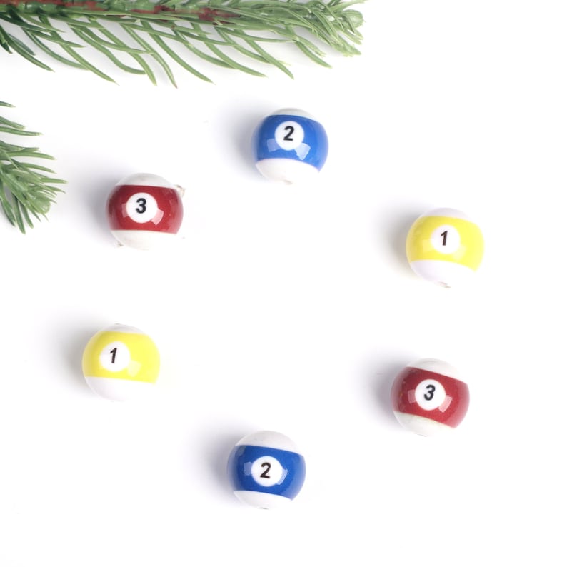 1 2 3 Pool Balls Bead,colorful Mini Pool Ball Beads 16mm,vintage ...