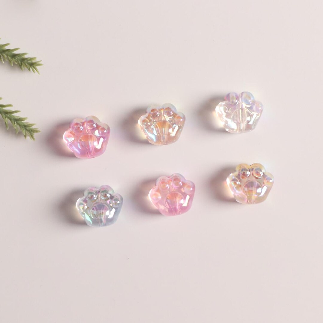 Acrylic Transparent Color Animal Paw Beads,cat or Dag's Paw Shaped ...