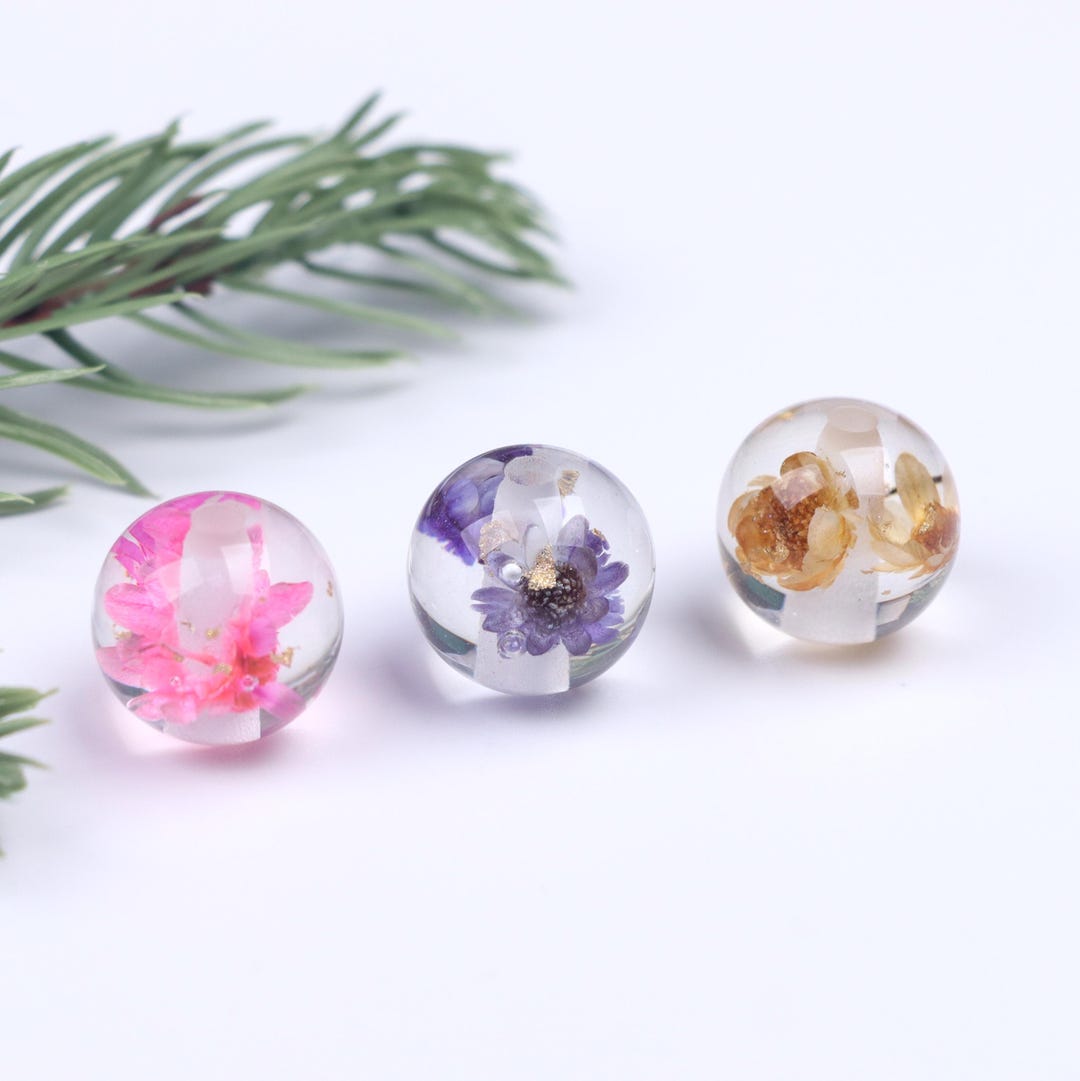 Spring Flower Resin Beads 16mm Transparent Beads With Flowers, Unique ...