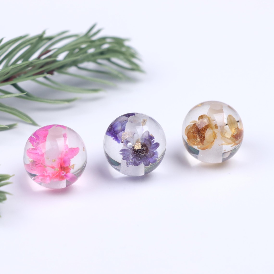 Spring Flower Resin Beads 16mm Transparent Beads With Flowers, Unique ...