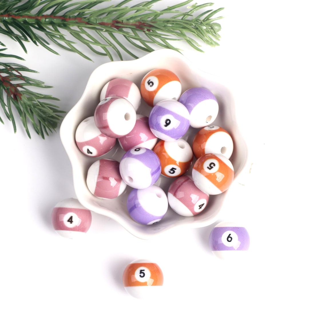 4 5 6 Pool Balls Bead,colorful Mini Pool Ball Beads 16mm,vintage ...