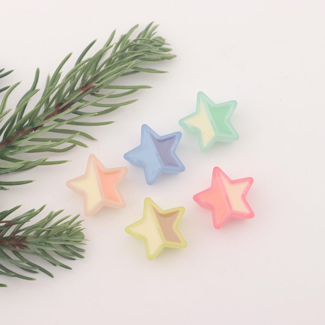 Two-tone Star Acrylic Beads: Matte Colorful Jewelry Supplies 19mm, Soft ...
